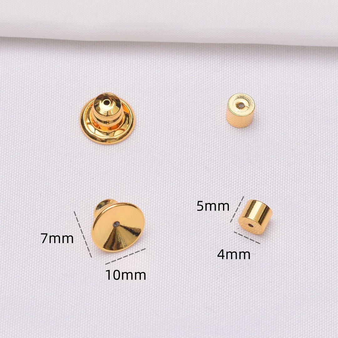 20 Pcs 18K Gold-plated Large Flying Disc Ear Plug Cylindrical Ear Stud ...