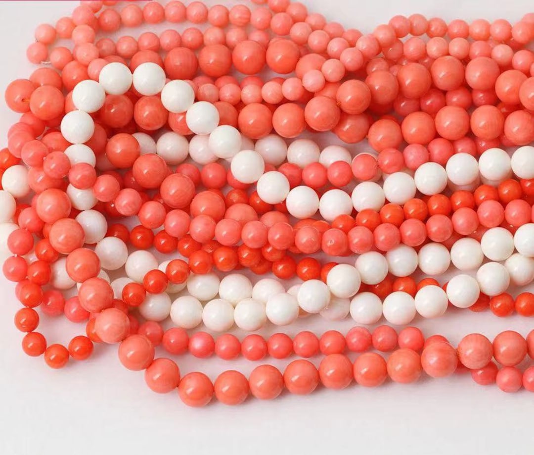 Natural Coral Jasper Smooth and Round Beads,6mm/8mm/10mm/12mm Jewelry ...