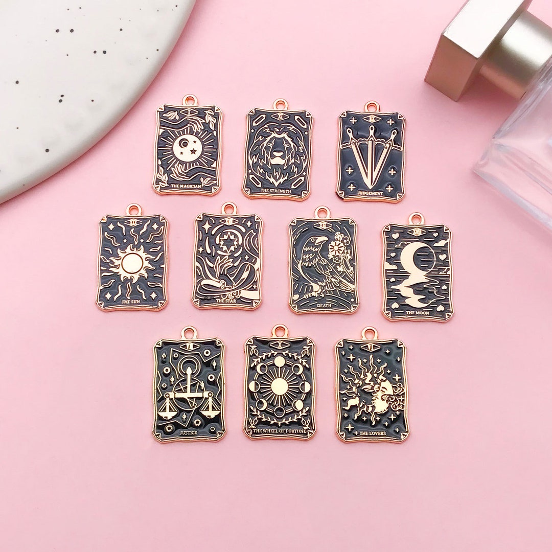 10 Pcs Square Tarot Card, Wheel of Fate DIY Alloy Jewelry Accessories ...