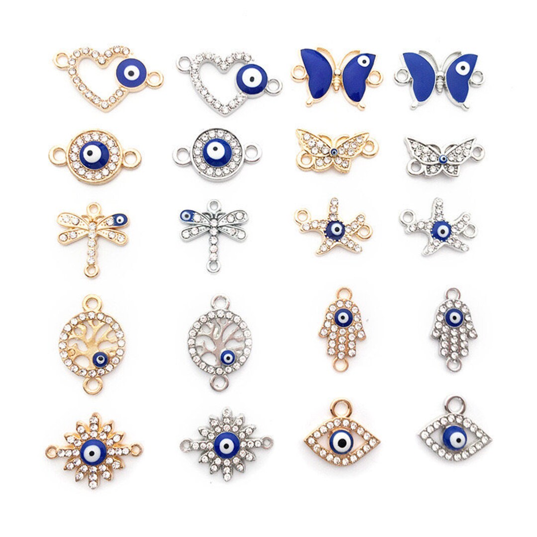 20 Pcs Devil's Eye Double Hole Connection Pendant,starfish Sun ...