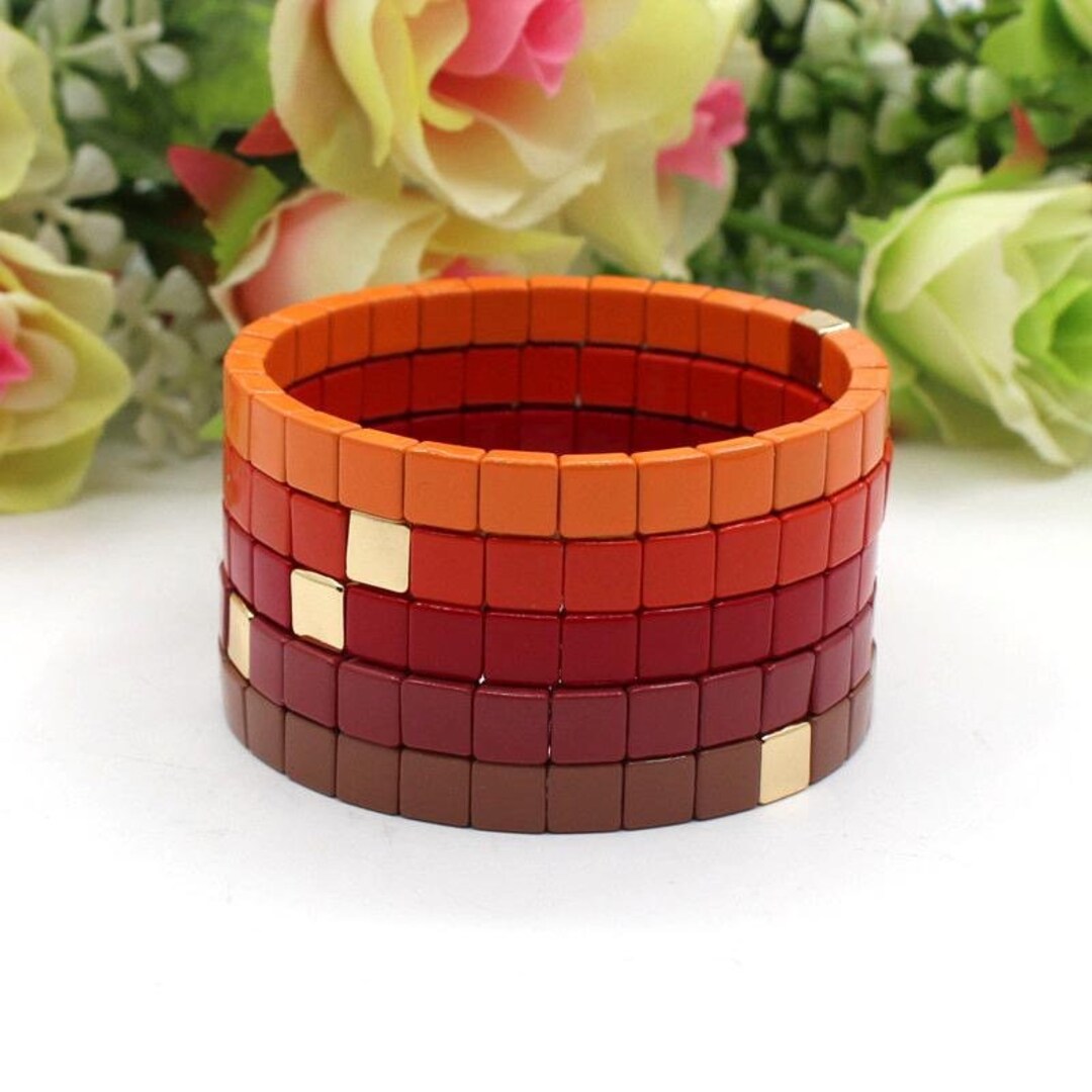 Enamel Tila Tile Stretchy Bracelet,tile Bracelet,colorblock Bracelet ...