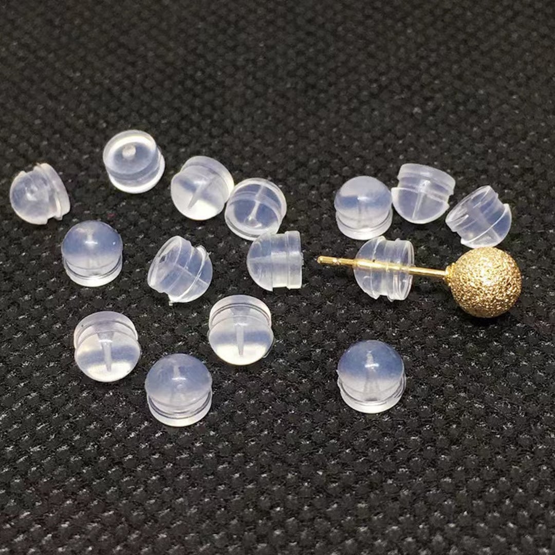 100 Pcs Rubber Earring Back Silicone Round Ear Plug Blocked Caps ...