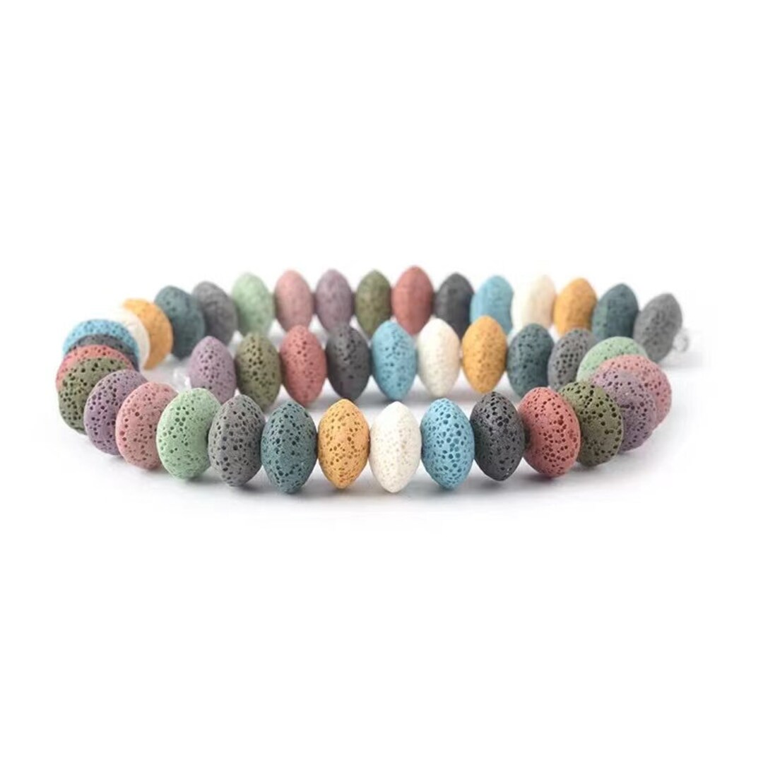 Mixcolor Abacus Lava Beads,abacus Wheel Shape Lava Volcanic Rock Beads ...