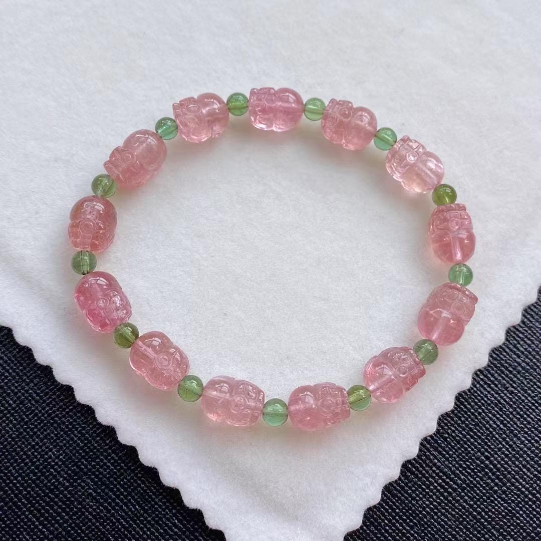 Natural Pink Tourmaline Pi Xiu Bracelet for Attracting Wealth ...