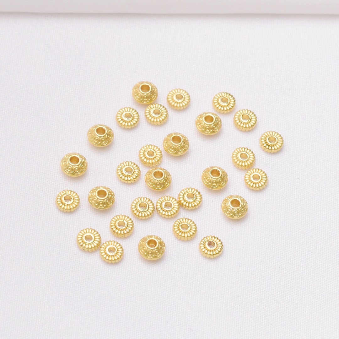 Color-preserving Ancient Method Gold Rondelle Spacer Round Wheel Piece ...