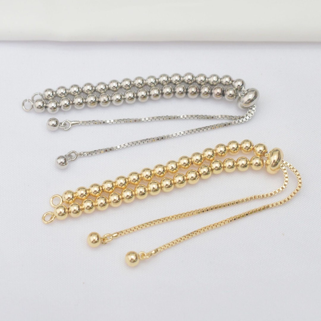 10 Pcs 14K Gold-plated Korean Push-pull Round Bead Chain,semi-finished ...