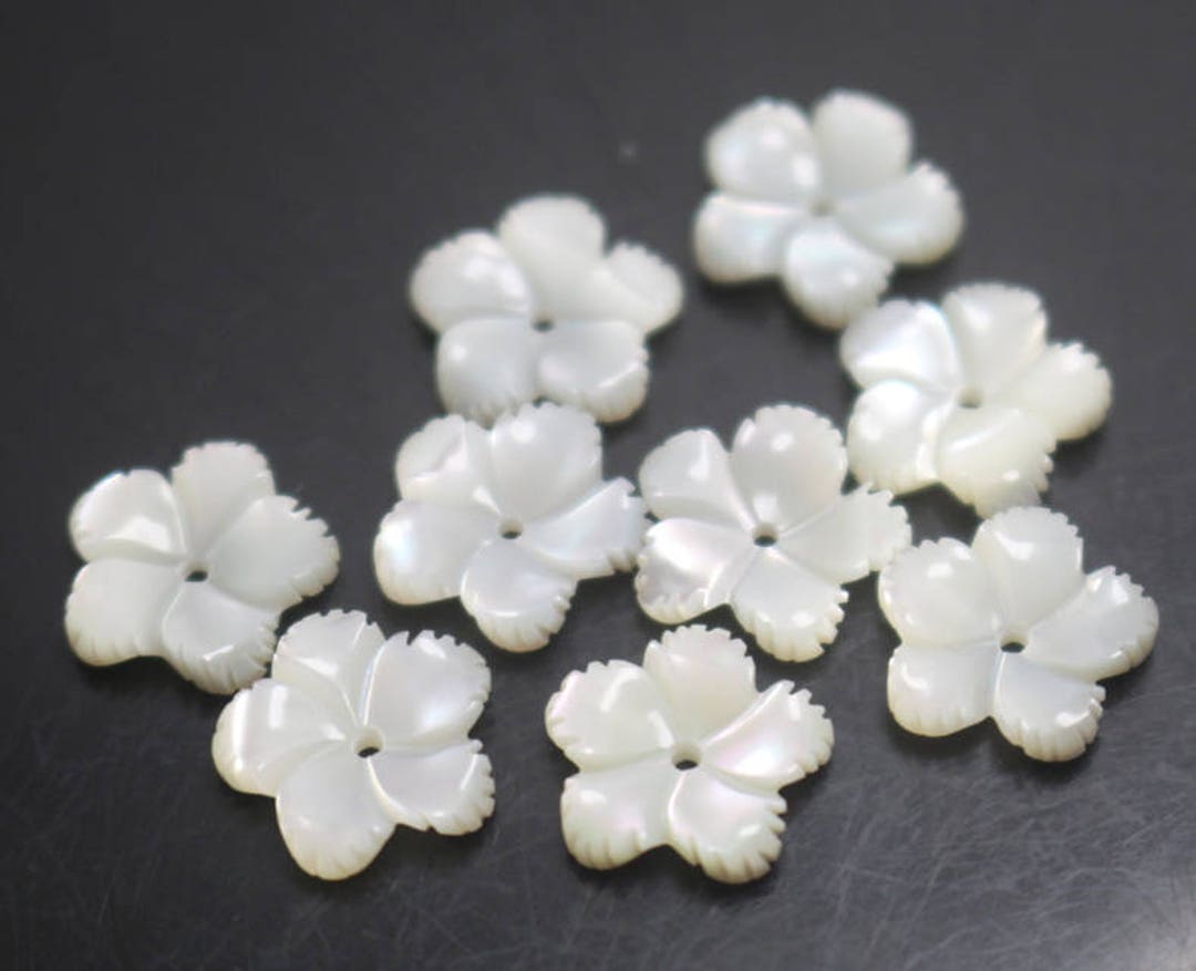 200 Pcs Natural MOP Shell Flower Beads,white Shell Flower Beads,shell ...