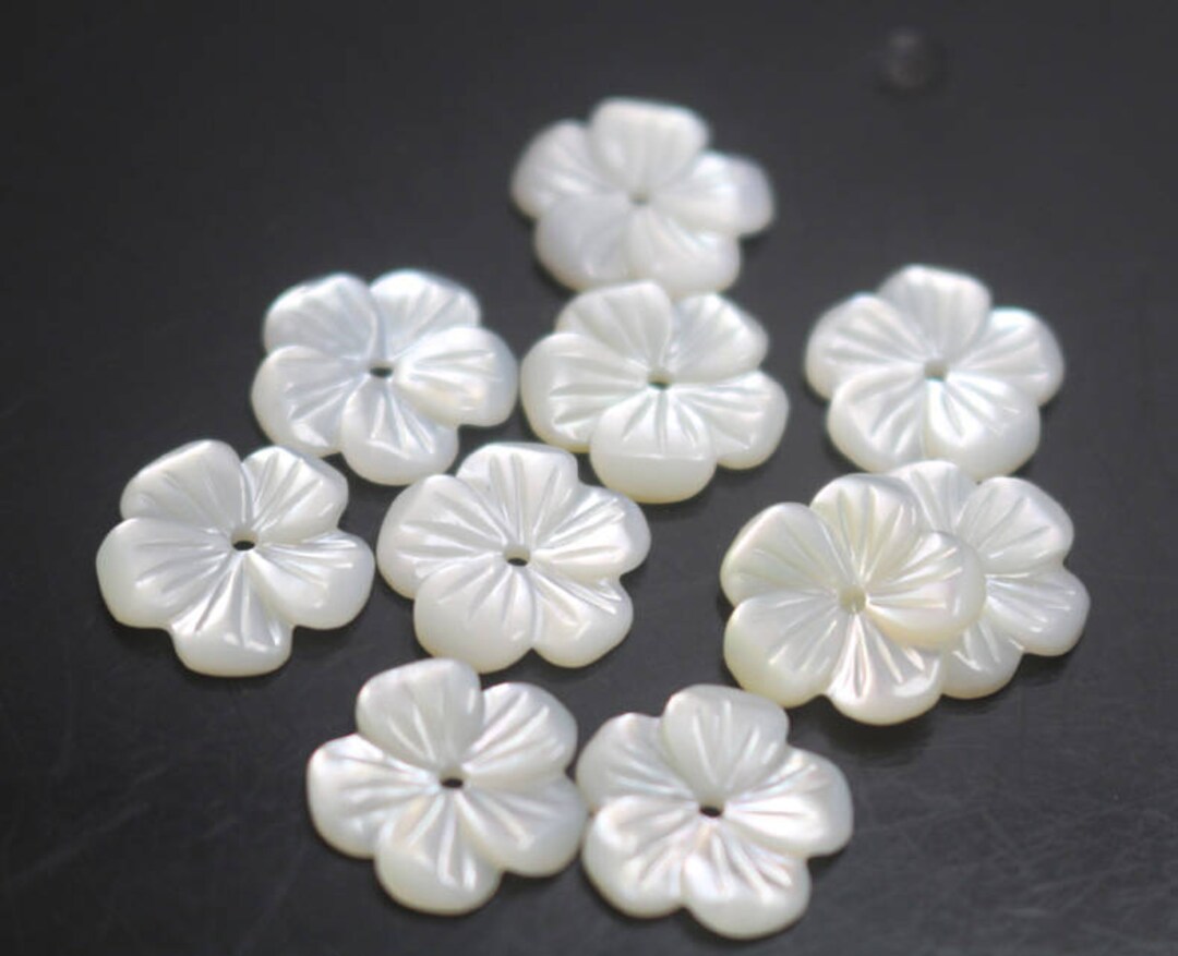 200 Pcs Natural MOP Shell Flower Beads,white Shell Flower Beads,shell ...