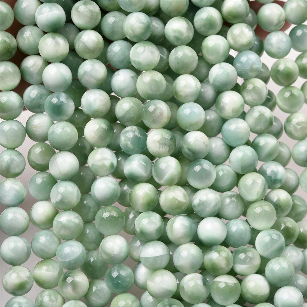 Natural Green Larimar Smooth Round DIY Loose Beads,6mm/8mm/10mm/12mm ...