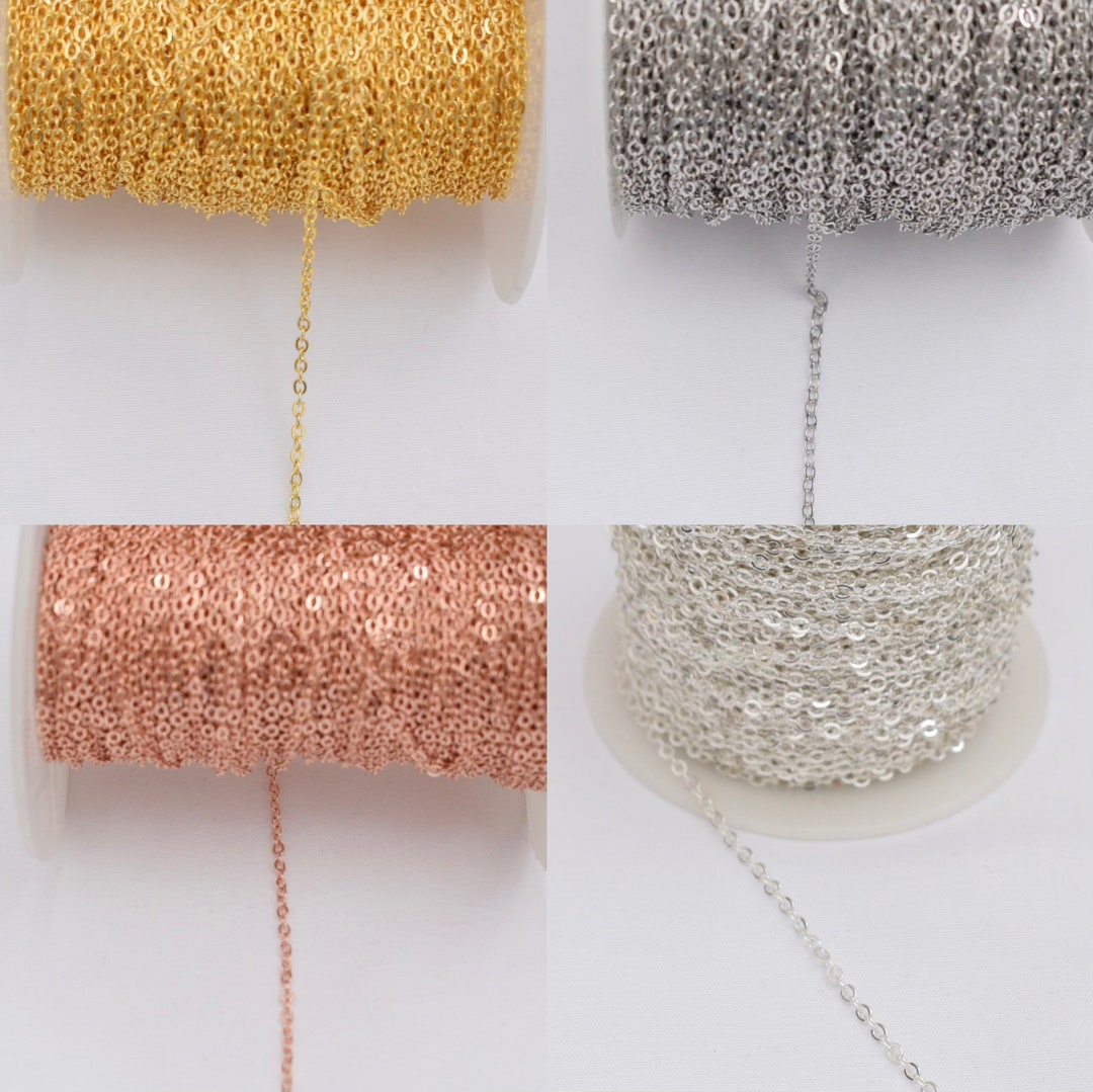 1 Meter 14k Gold-plated O-shaped Chains,copper Flash Chain,diy Handmade ...