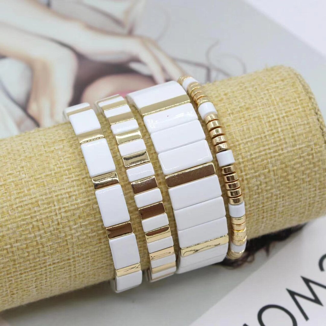 Enamel Tila Tile Stretchy Bracelet,tile Bracelet,colorblock Bracelet ...