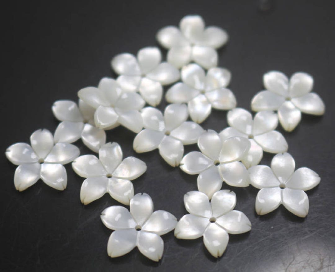 200 Pcs Natural MOP Shell Flower Beads,white Shell Flower Beads,shell ...