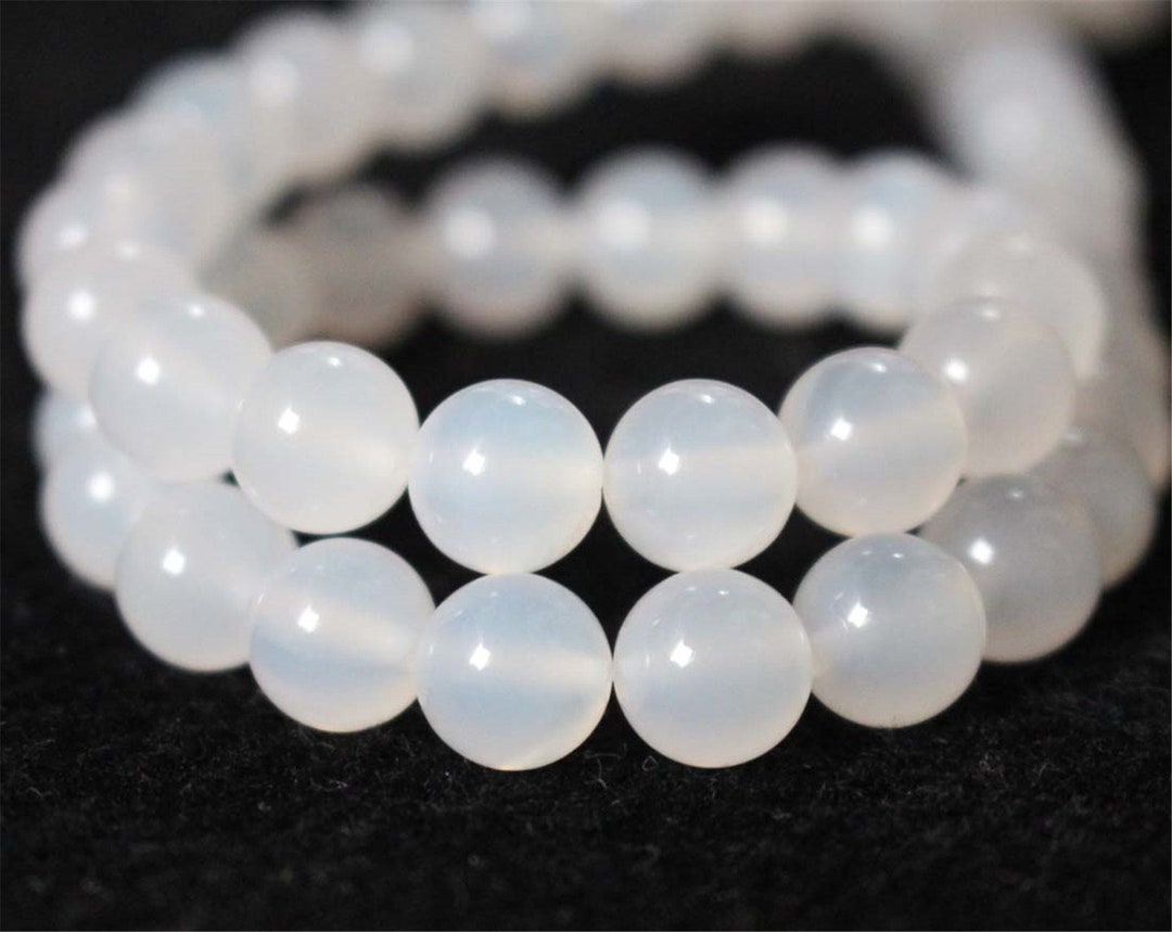 Natural White Agate Smooth and Round Beads,4mm/6mm/8mm/10mm/12mm Agate ...