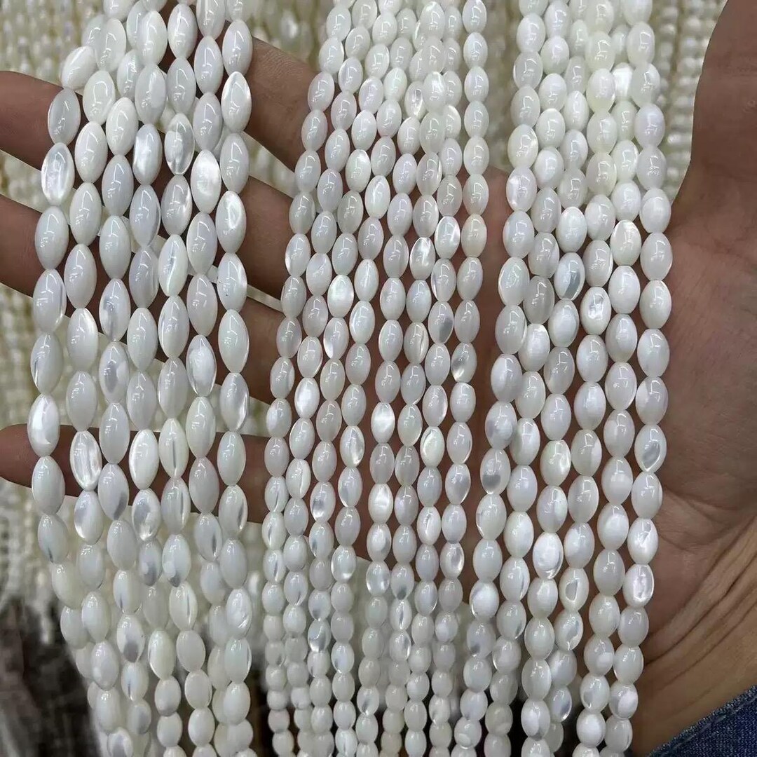 Natural Freshwater White Shell Rice Beads,rice Shells Beads,shell Beads ...