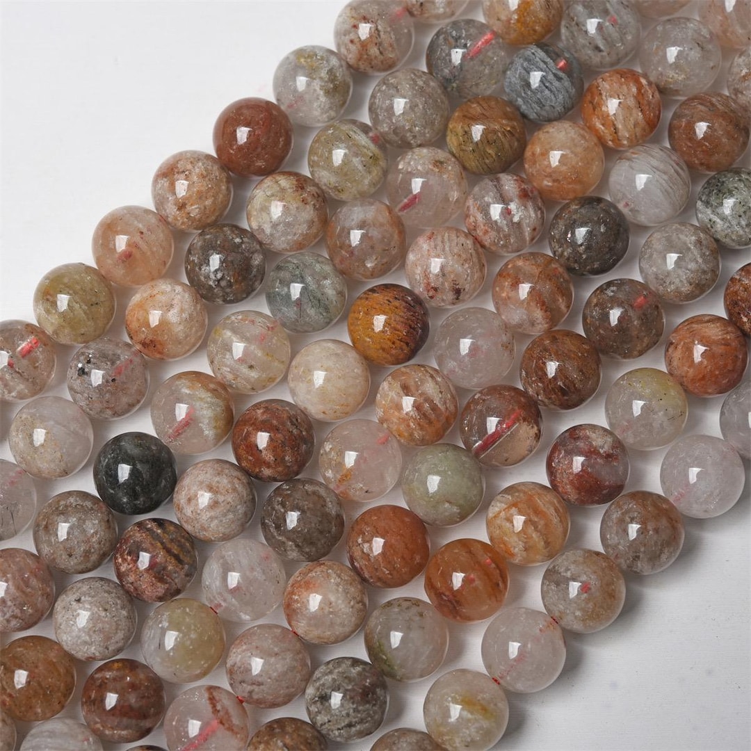 Natural Four Seasons Chorite Crystal Quartz Smooth Round Beads,6mm/8mm ...