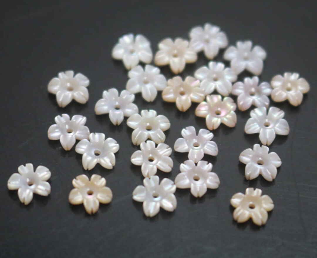 200 Pcs Natural MOP Pink Shell Flower Beads,pink Shell Flower Beads ...
