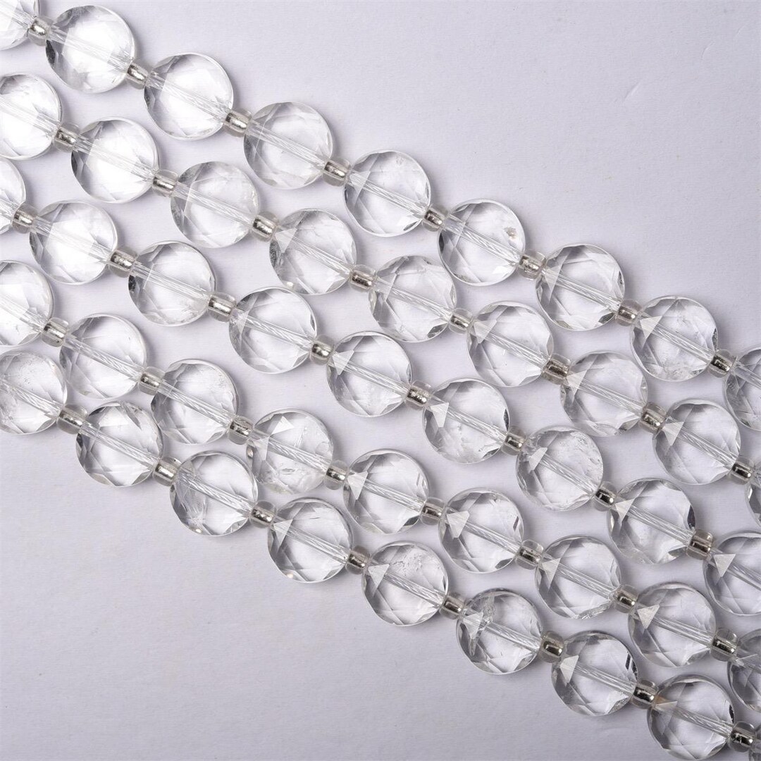 6×11mm Natural Faceted White Crystal Quartz Coin Shape Loose Beads,coin ...