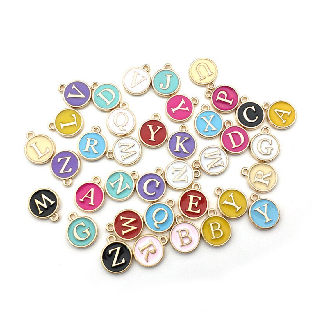20 Pcs 26 Arabic English Drip Letter Alloy Pendant Charms,10 Colors ...