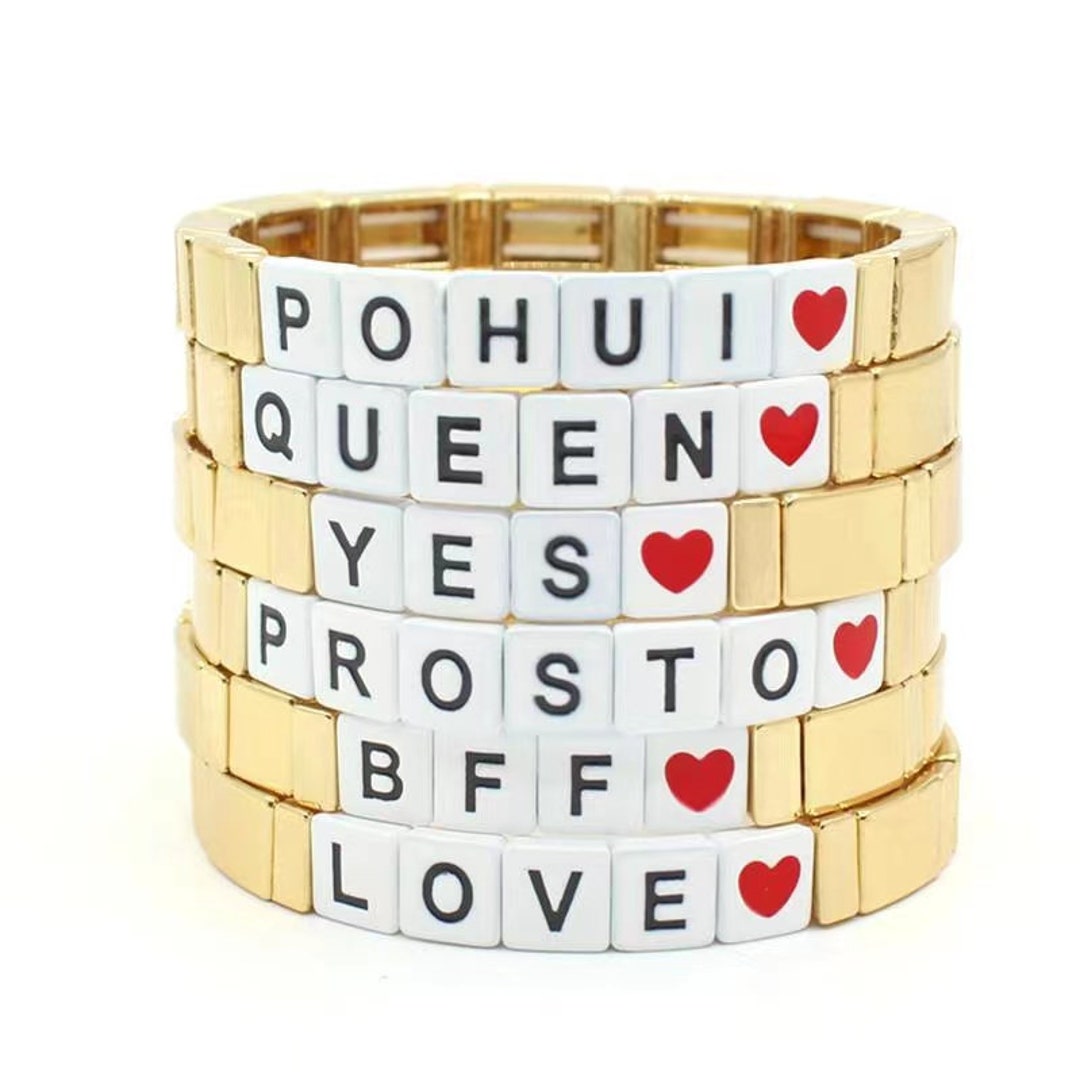 Enamel Tila Tile Stretchy Bracelet,tile Bracelet,colorblock Bracelet ...