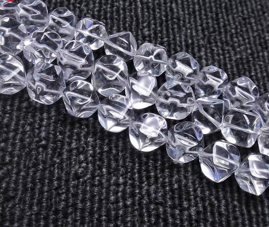 8mm 10mm 12mm Natural Faceted Crystal Quartz Square Nugget Loose Beads ...