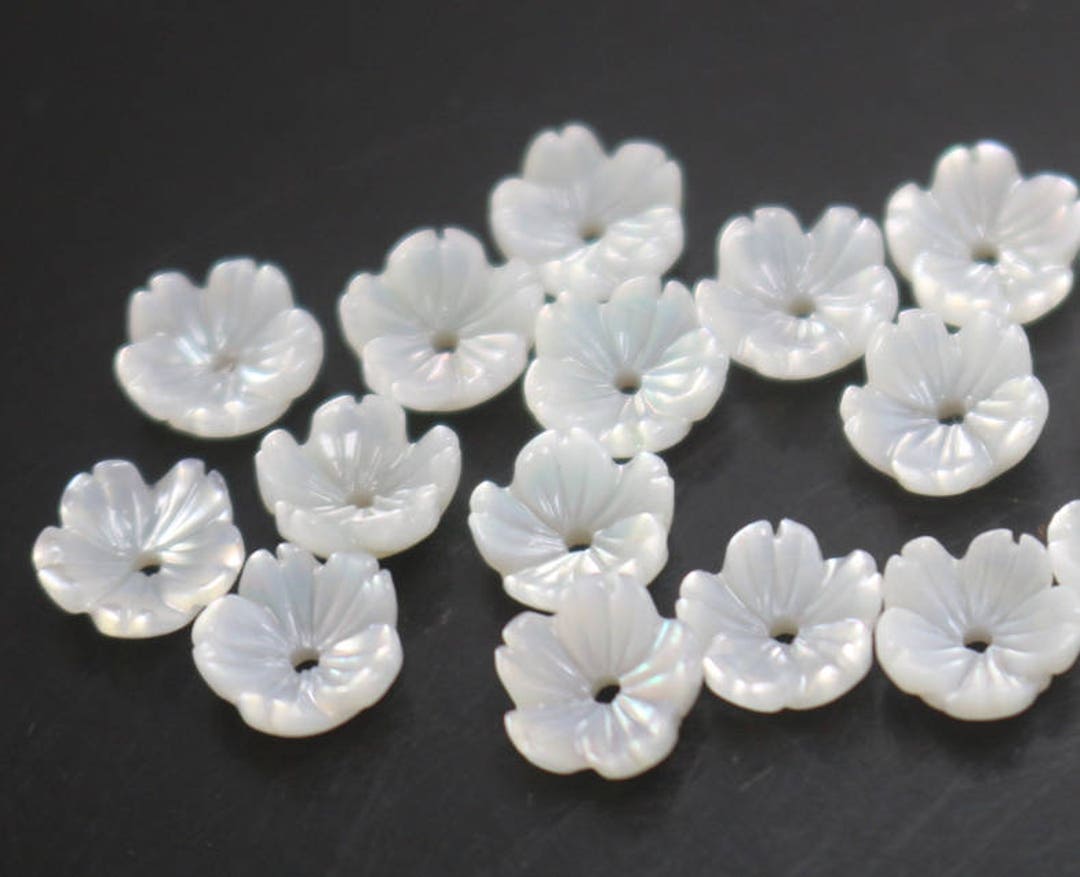 200 Pcs Natural MOP Shell Flower Beads,white Shell Flower Beads,shell ...