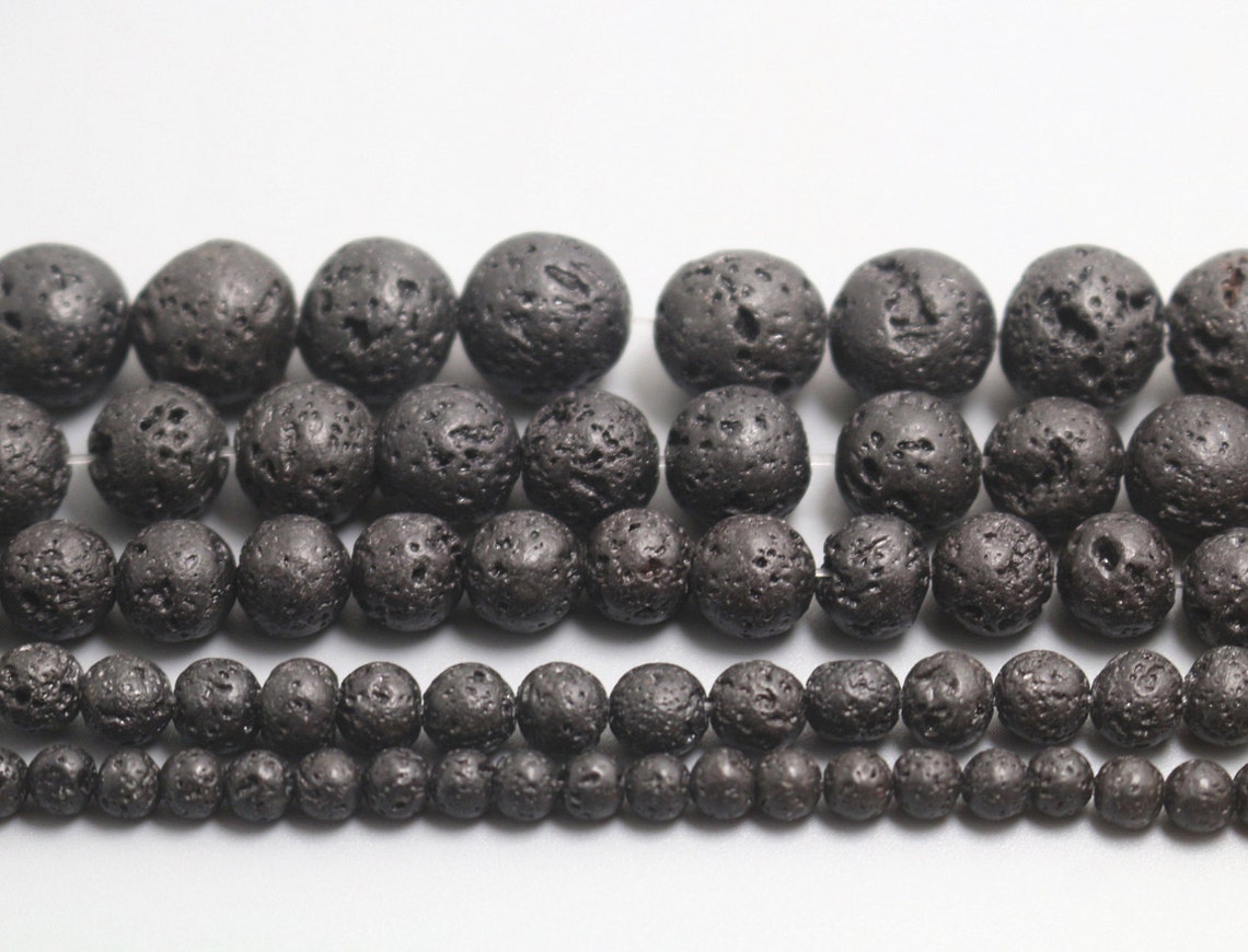 8mm Black Lava Beads,volcanic Rock Beads,natural and Untreated Beads,15 ...