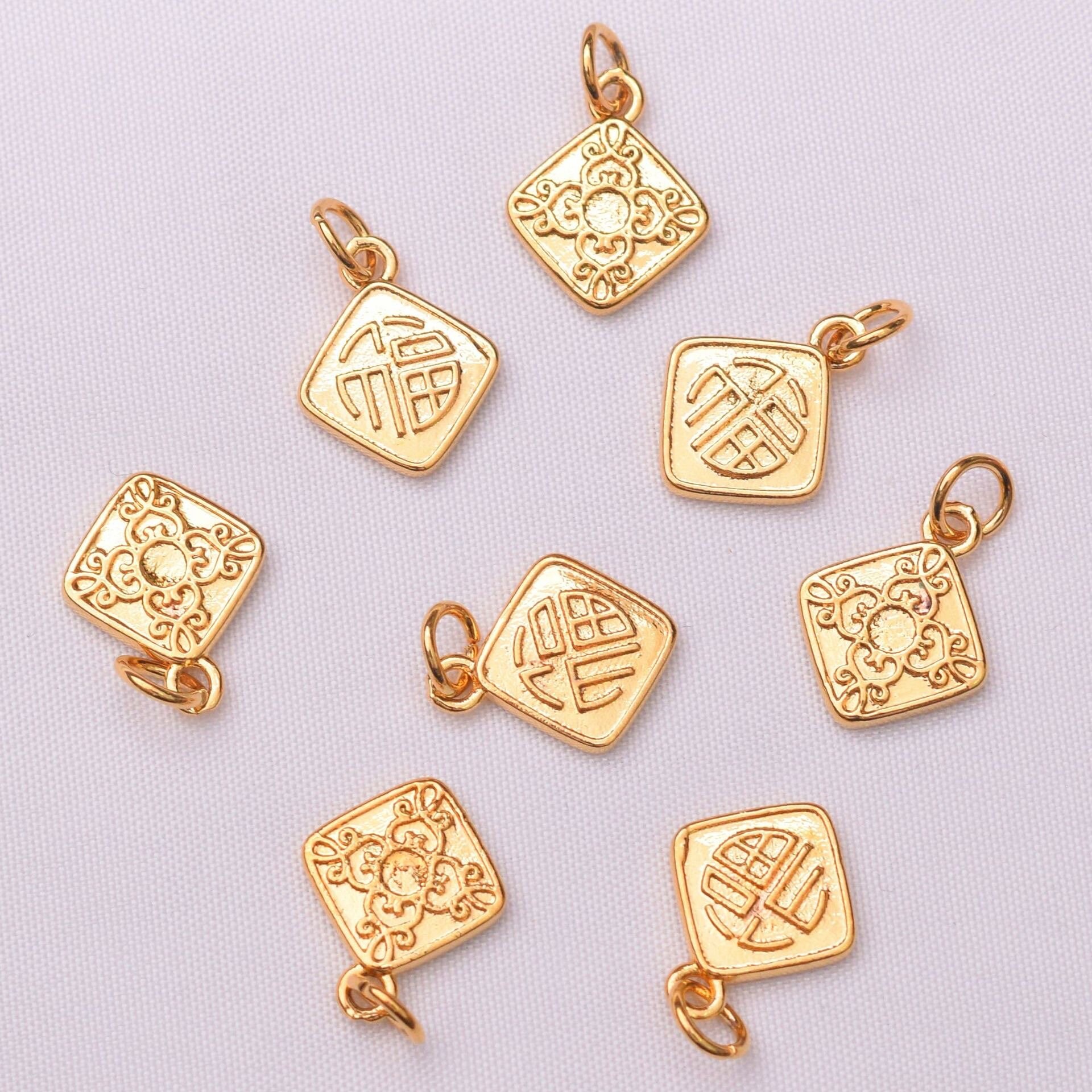10 Pcs 24K Vacuum Gold Pendant Blessing Brand National Tide Blessing ...