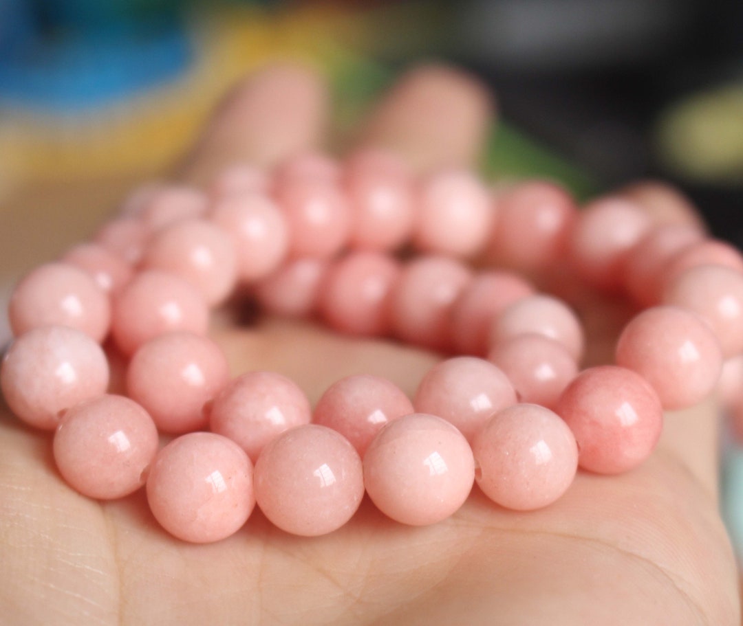 Peach Jade Smooth Round Beads,4mm/6mm/8mm/10mm/12mm Candy Jade Beads,15 ...
