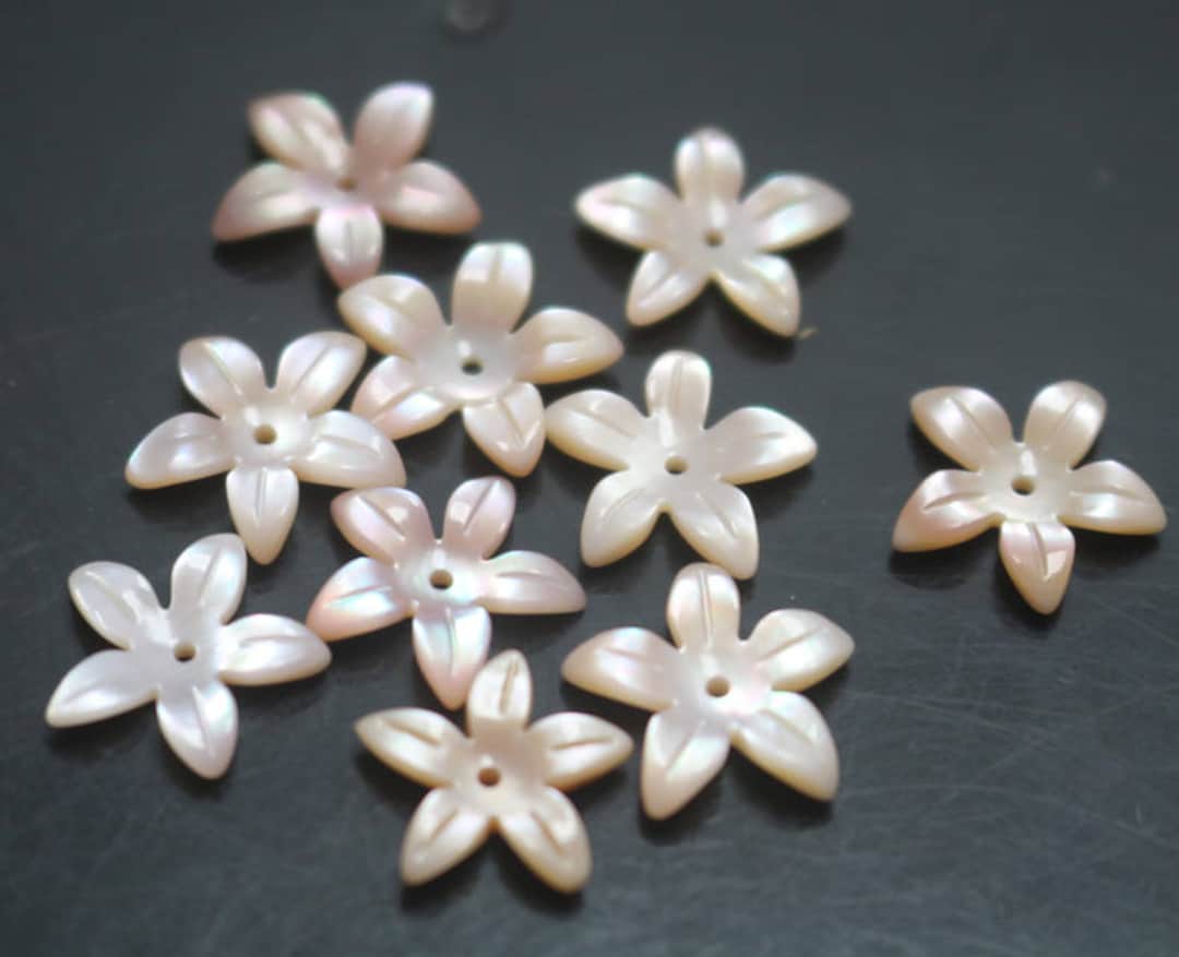 200 Pcs Natural MOP Pink Shell Flower Beads,pink Shell Flower Beads ...