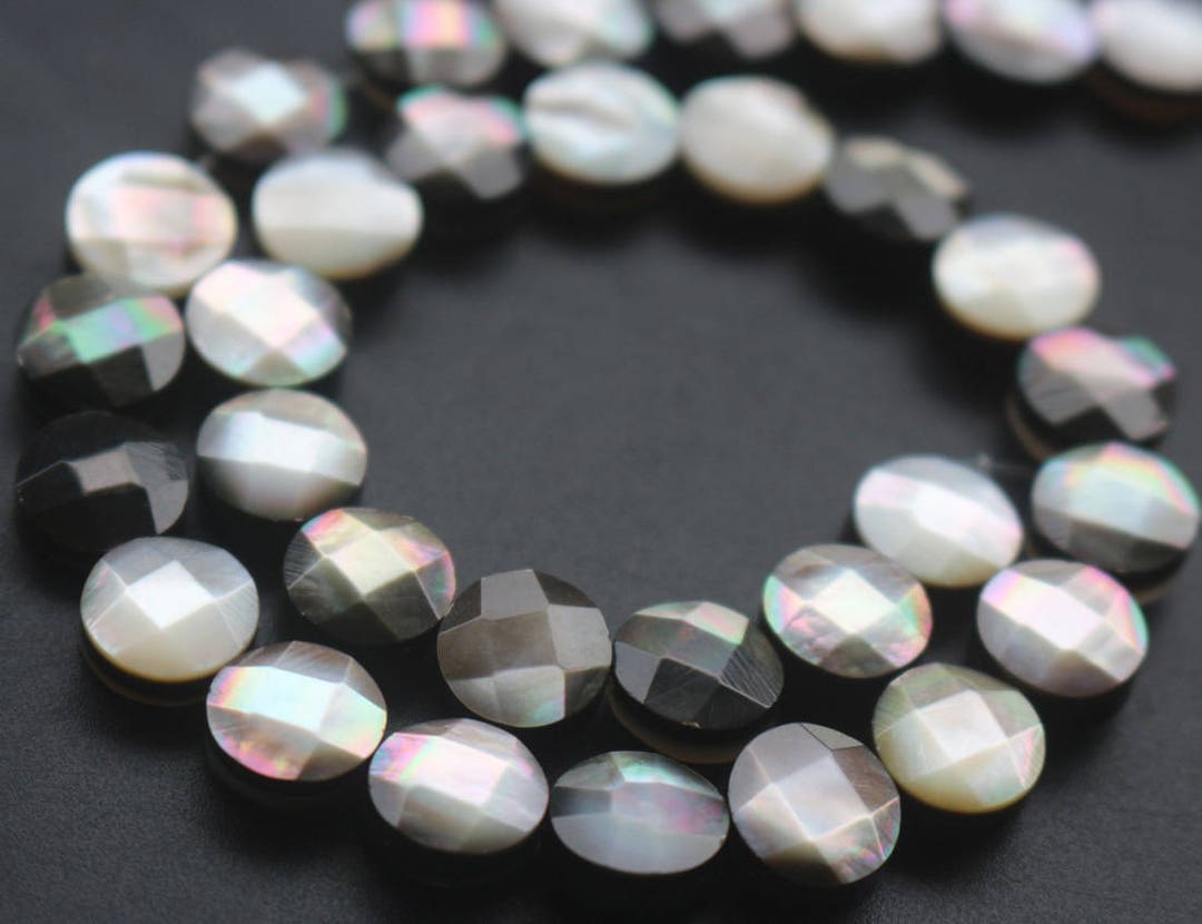 8mm 10mm 12mm Natural Faceted Coin Shape Balck Shell Beads,coin Beads ...