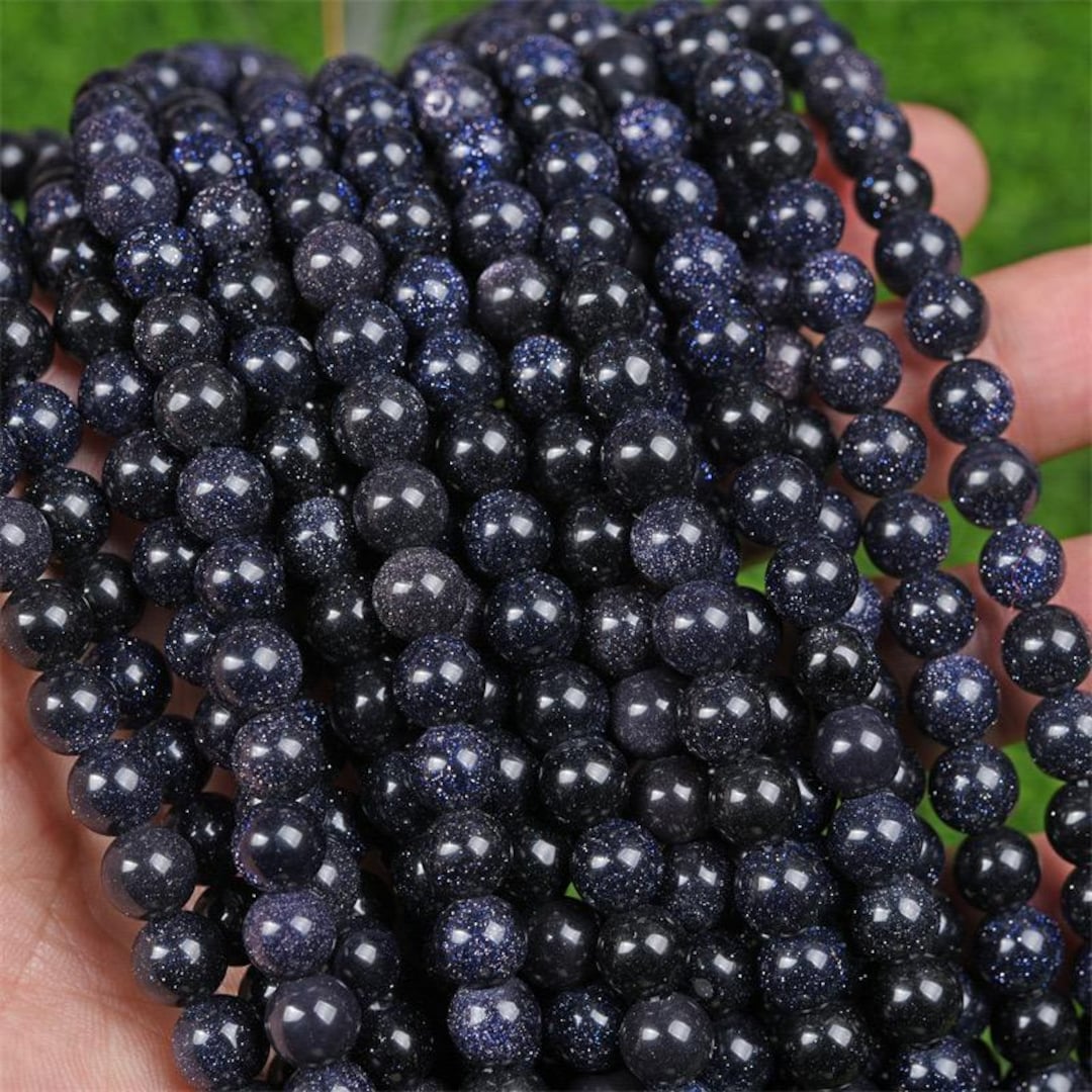 Blue Sandstone Smooth Round Stone Beads,sand Stone Beads,jewelry Making ...