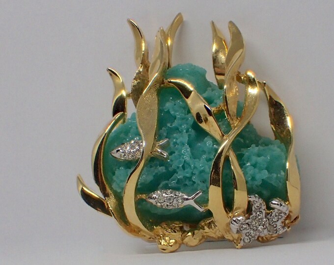 Boucher 1969 RARE Coral Reef Brooch, Vintage Mid Century, Aqua Green ...
