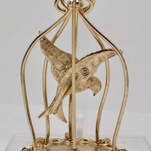 Napier Bird in Birdcage Brooch 3D 1960s Vintage Mid Century, Gold ...