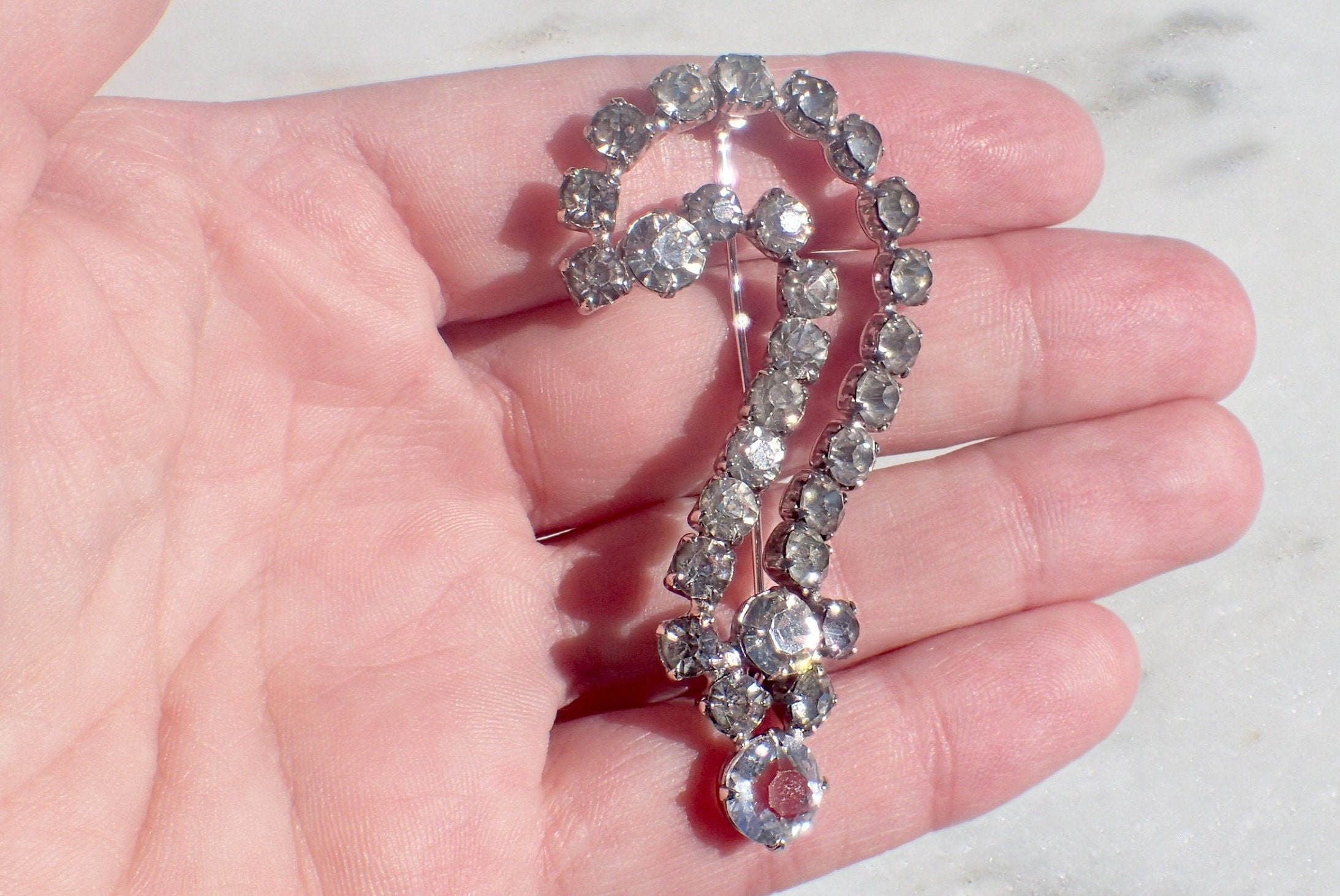 Kramer Sterling Question Mark Brooch Pin Pendant Clear - Etsy