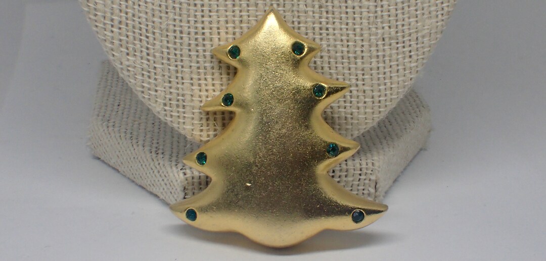 FLP Signed Christmas Tree Pin Puffy Gold Plated With - Etsy