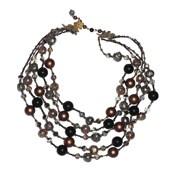 Vendome 1960 Burnt Gold 5-Strand Necklace. Mid Centur… - Gem