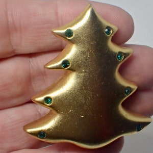 FLP Signed Christmas Tree Pin Puffy Gold Plated With - Etsy