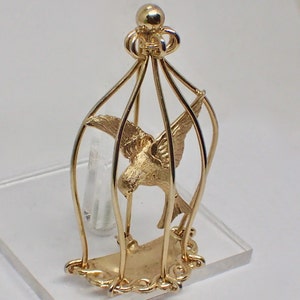 Napier Bird in Birdcage Brooch 3D 1960s Vintage Mid Century, Gold ...