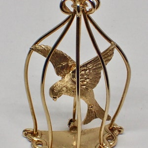 Napier Bird in Birdcage Brooch 3D 1960s Vintage Mid Century, Gold ...