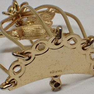 Napier Bird in Birdcage Brooch 3D 1960s Vintage Mid Century, Gold ...