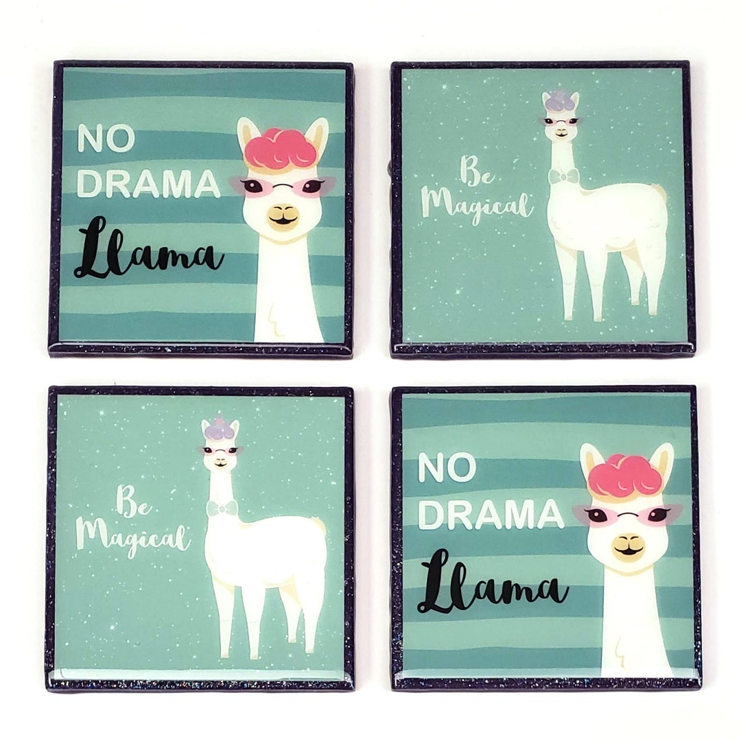 Purple Llama Coasters: Resin-coated Ceramic Tiles With No - Etsy UK