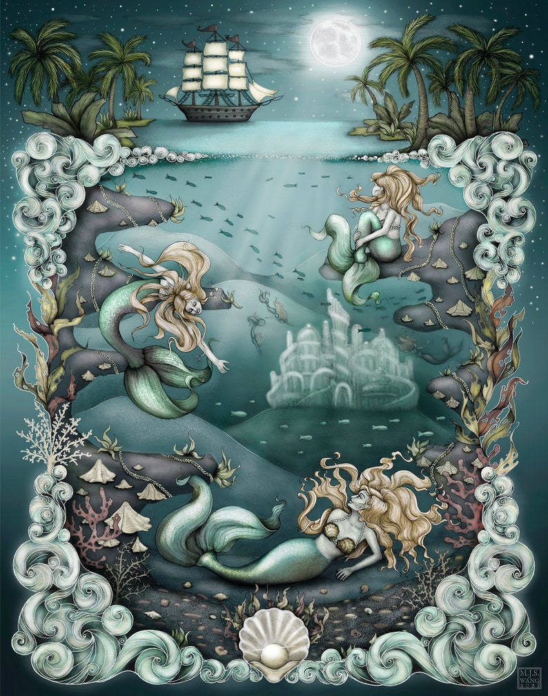 Three Mermaids - Etsy