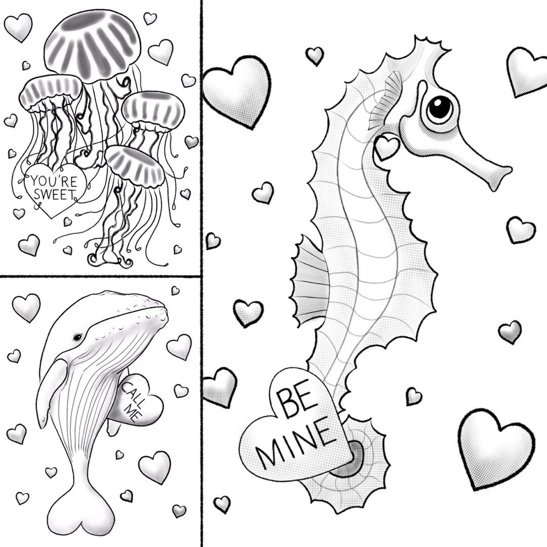 Color Your Own Valentine's Day Cards (digital Download) - Etsy