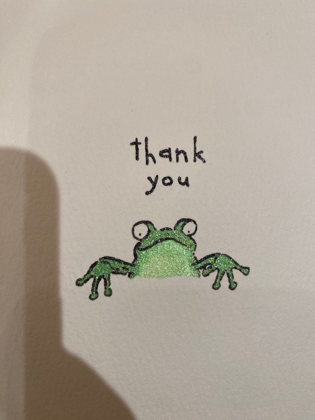 Handmade Frog Thank You Card Hand Colored Watercolor Gel Pen Stampin ...