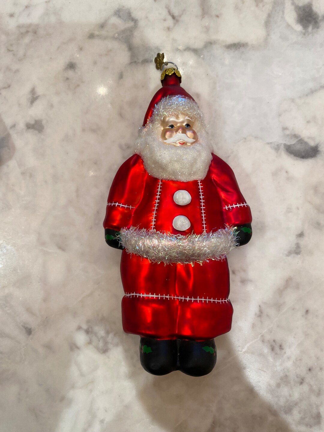 Vintage Large Cherry Designs Santa Claus Blown Glass Christmas Ornament ...