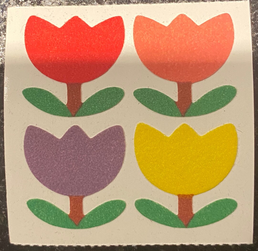 Free Shipping Rare Vintage Great Stickers Tulips Tulip Flowers Flower ...