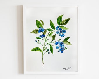 Blueberry Watercolor Print Watercolor Berry Print Set Watercolor Berry ...