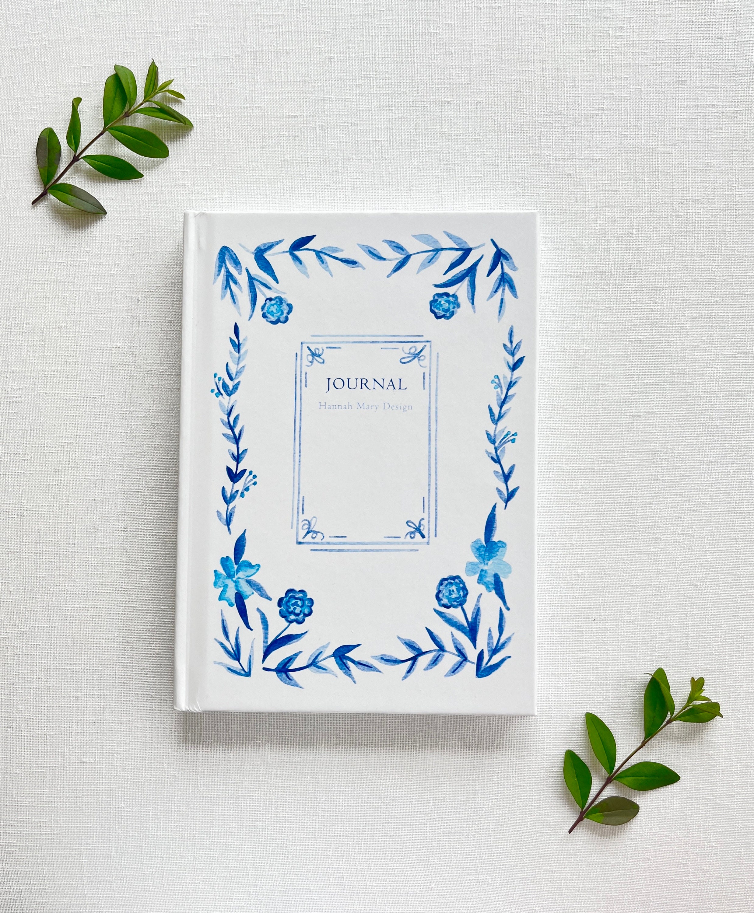 Hardcover Journal With Floral Watercolor Design With Lined Pages, Blue ...