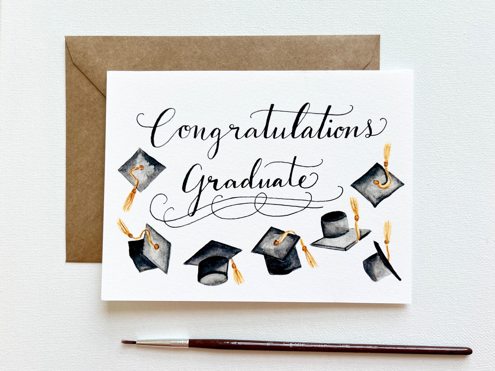 Graduation Cards Set of 6 Watercolor Graduation Cards Graduation Hat ...