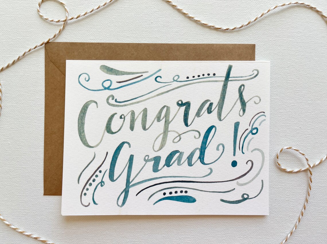 Graduation Cards Set of 6 Watercolor Graduation Cards Graduation Hat ...